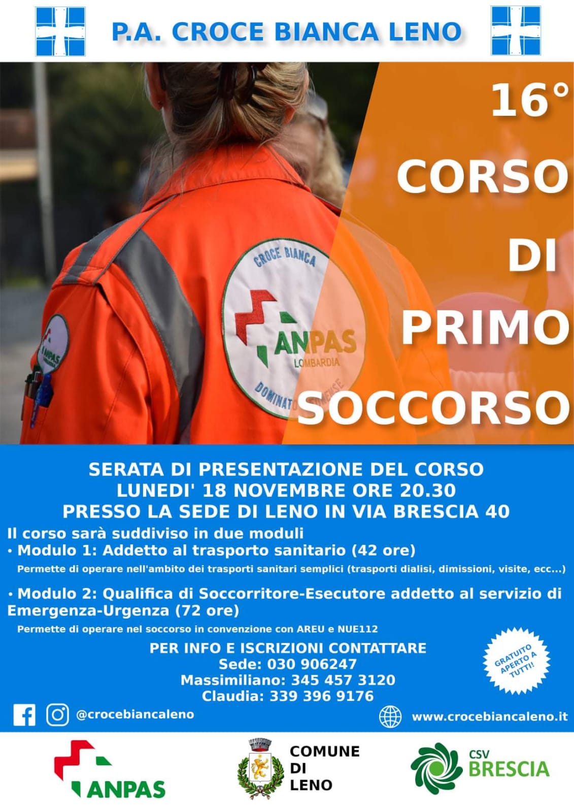 Corso di Primo Soccorso con Croce Bianca Leno - CSV Lombardia