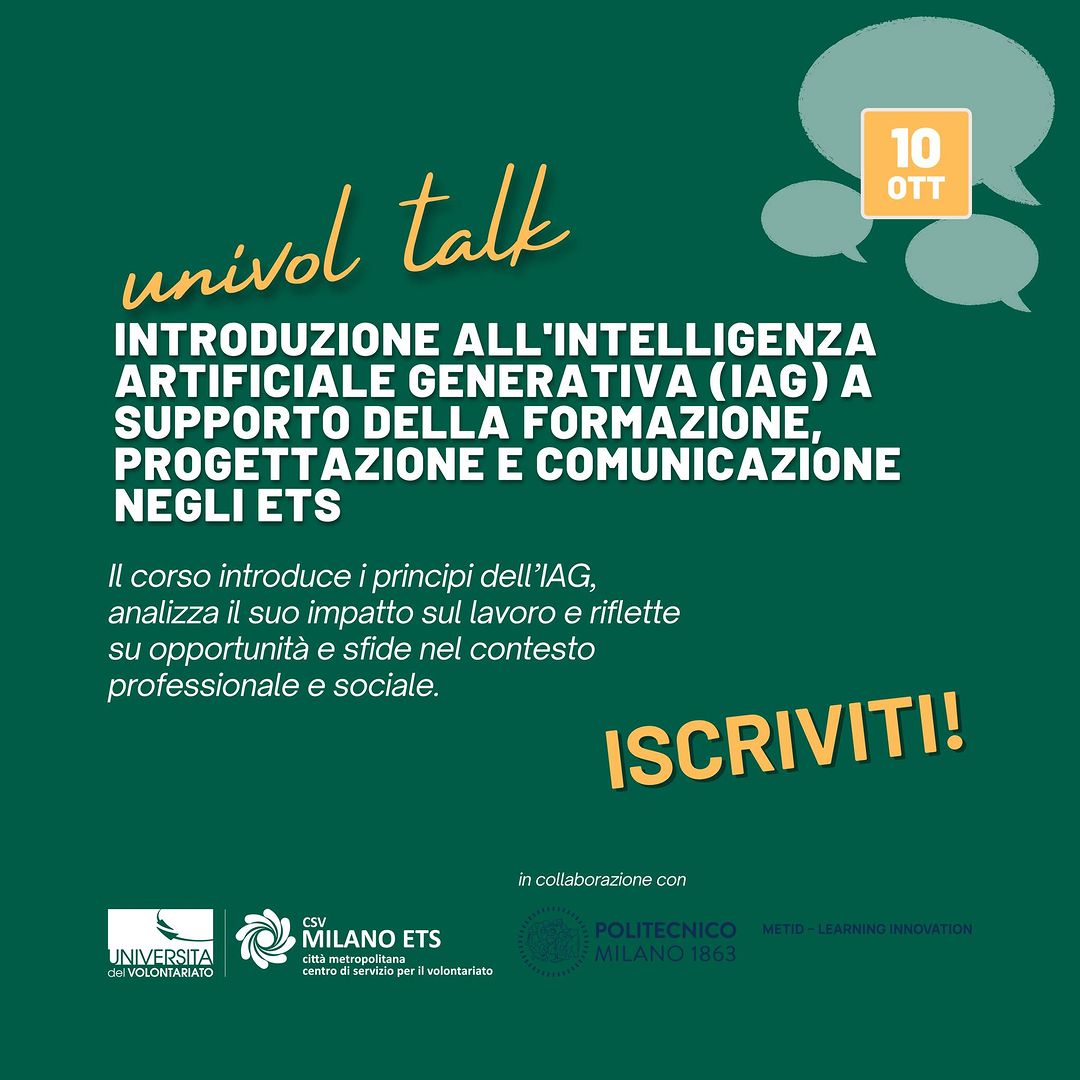 Univol Talk: Introduzione all’Intelligenza artificiale generativa - CSV Lombardia